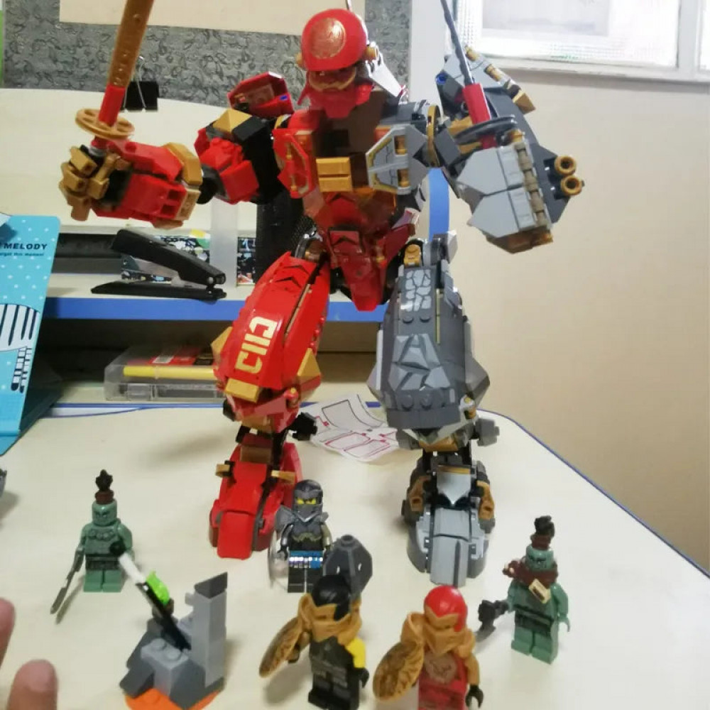 building block moc ninjago fire stone mech bricks toy 7182 - building ...