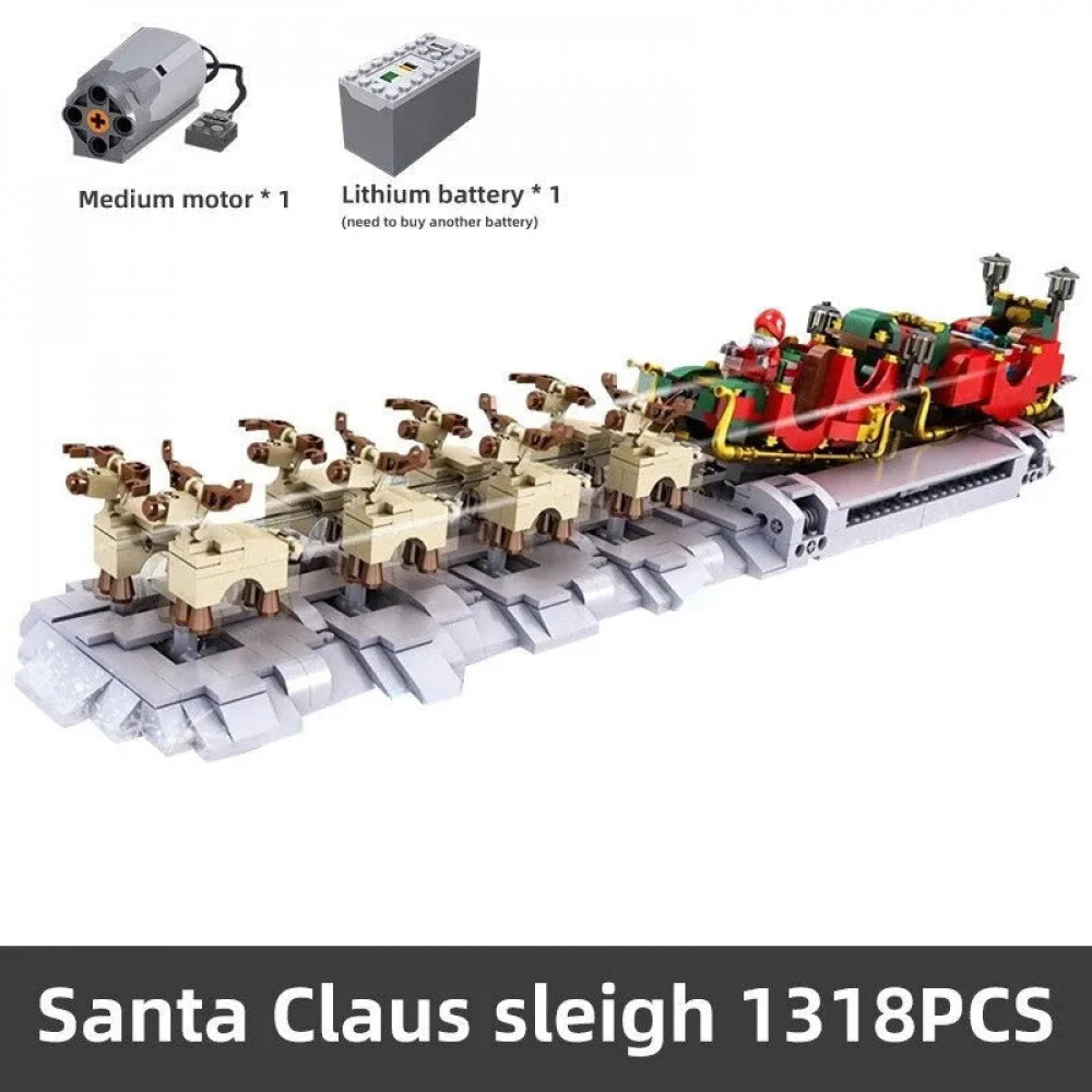 building blocks motorized santa claus sleigh elk bricks toy - building ...