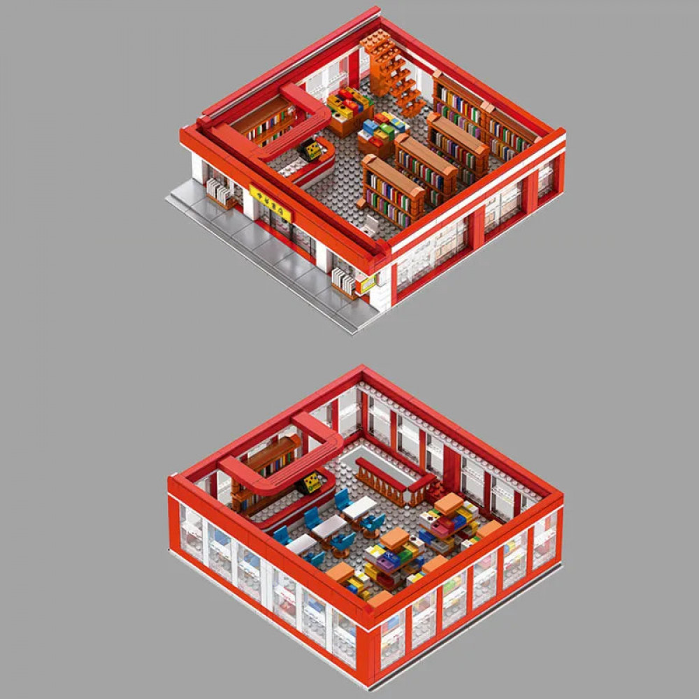 city street expert moc chinese bookstore bricks toy - city-street ...