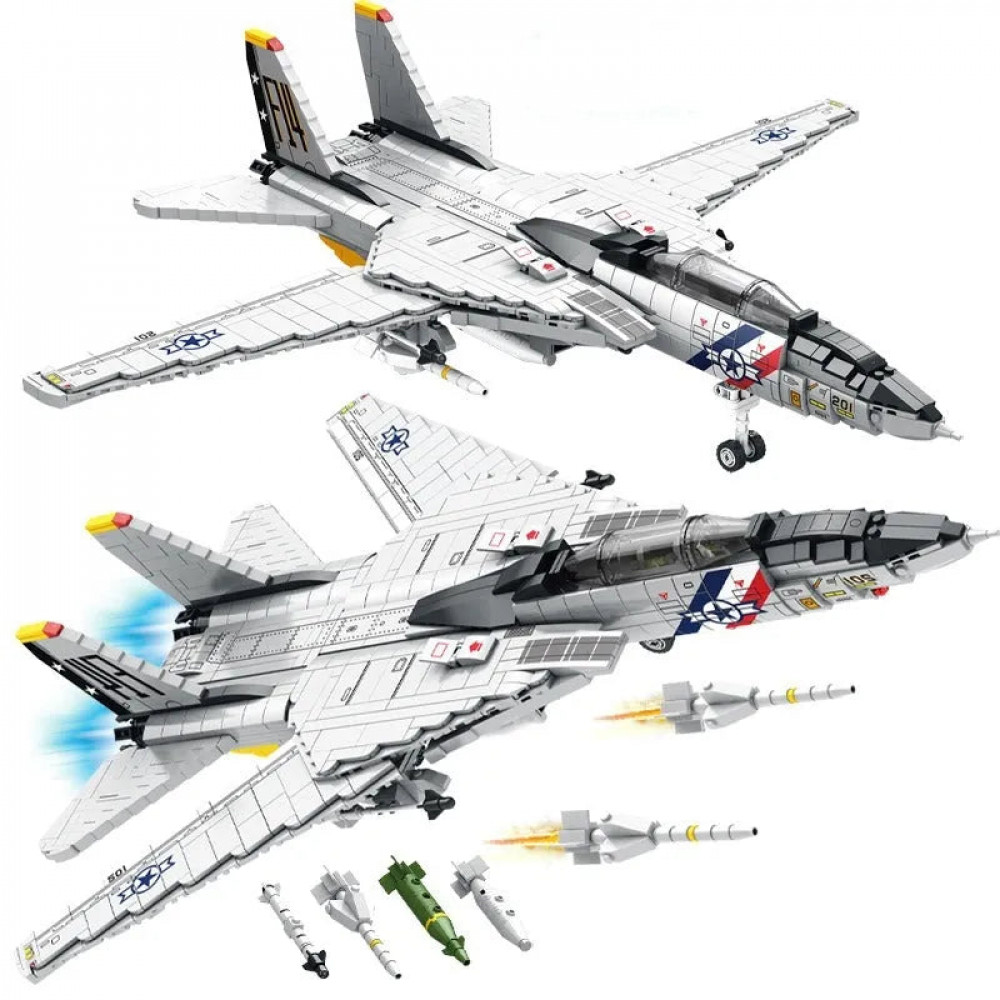 military aircraft moc f-14 tomcat fighter jet bricks toy - military ...