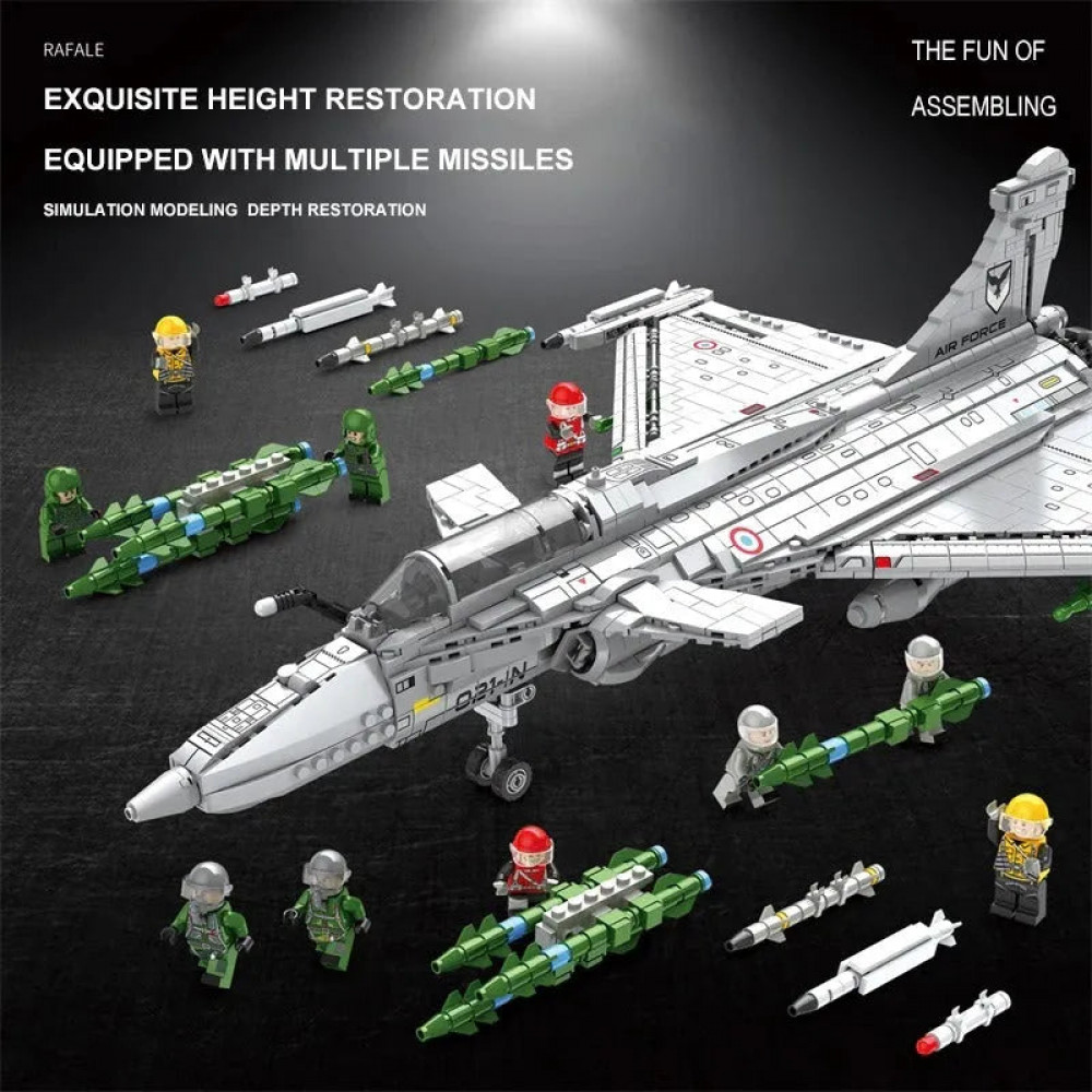 military aircraft moc rafale fighter jet plane bricks toy - military ...
