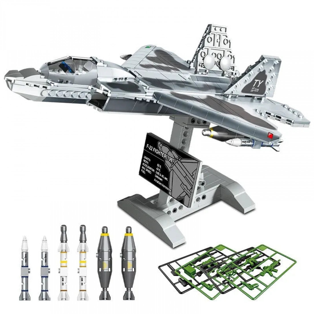 military moc f-22 raptor fighter plane bricks kids toy - military-moc-f ...
