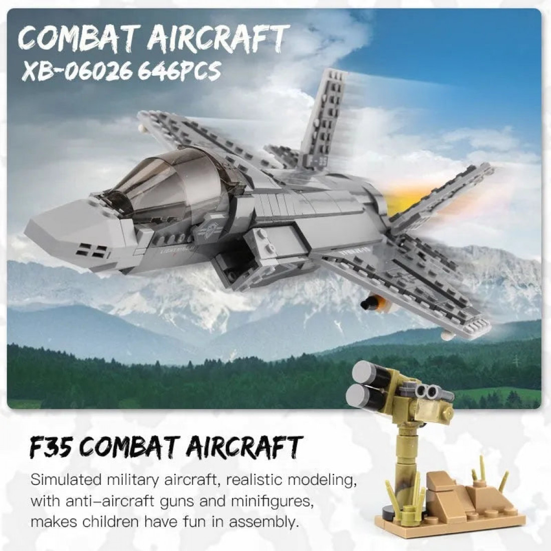 military moc stealth fighter jet f-35 aircraft bricks toys - military ...