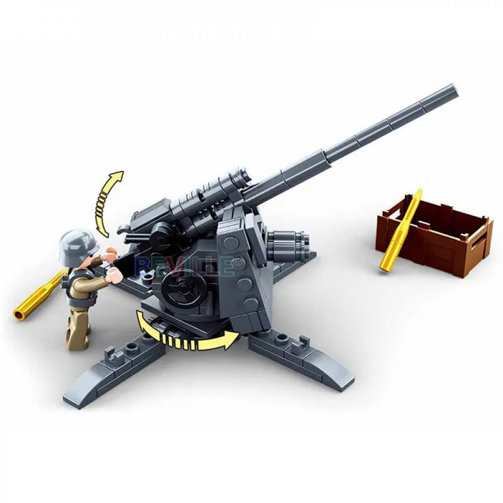 military ww2 normandy landing 88mm anti-tank gun bricks toy