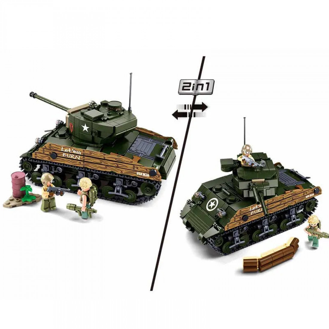military ww2 sherman m4a3 medium tank bricks toy - military-ww2-sherman ...