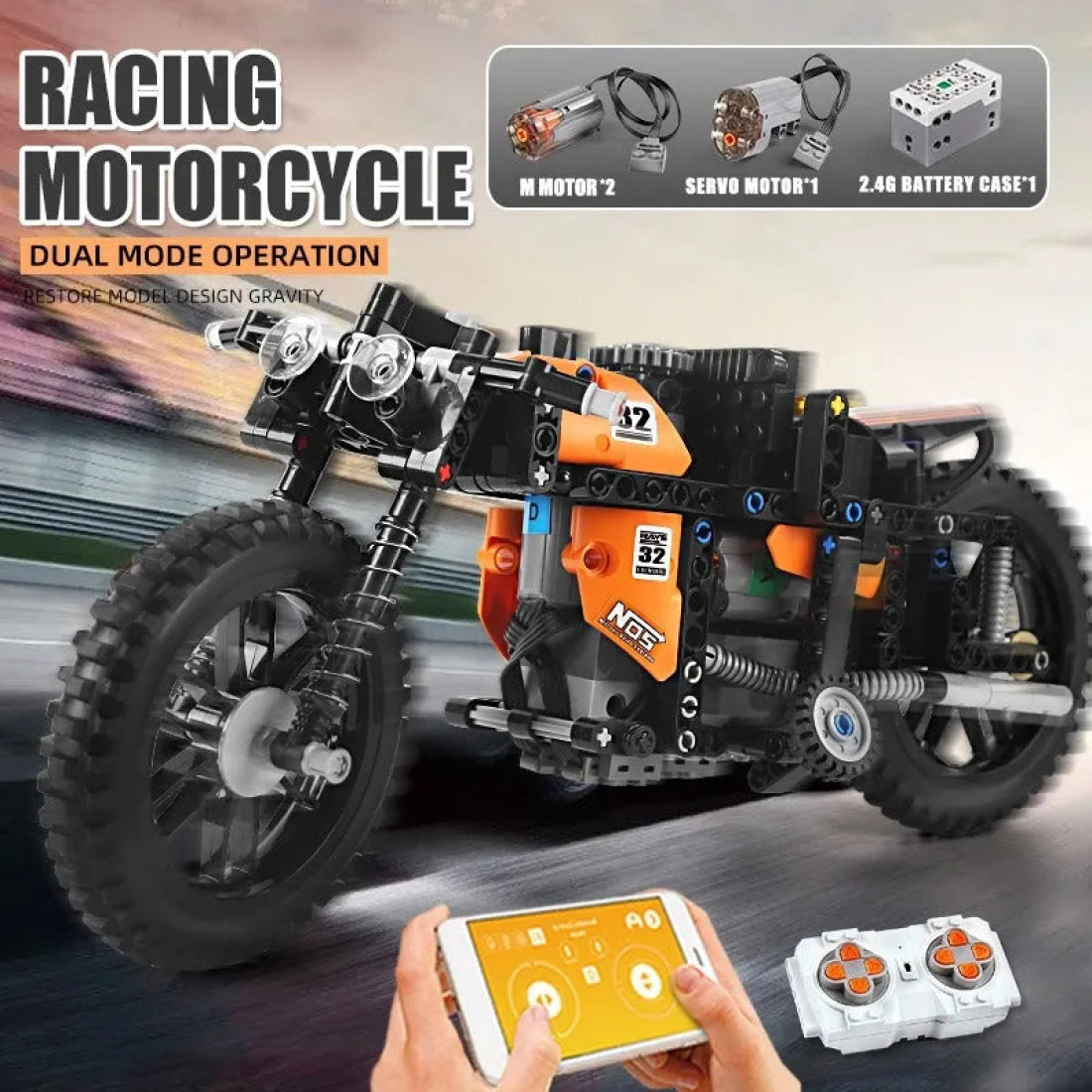 moc app motorized rc racing motorcycle bricks toys 23005 - moc-app ...