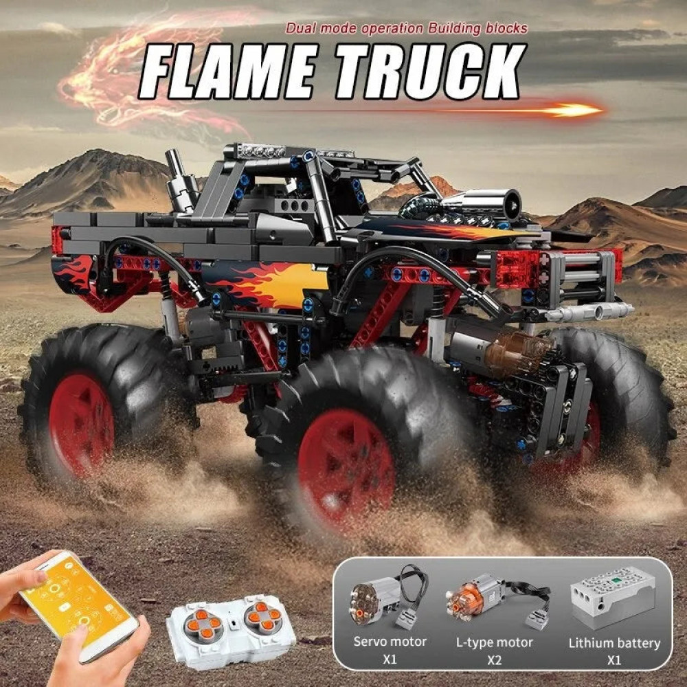 tech moc 18008 rc flame monster climbing truck bricks toy - tech-moc ...
