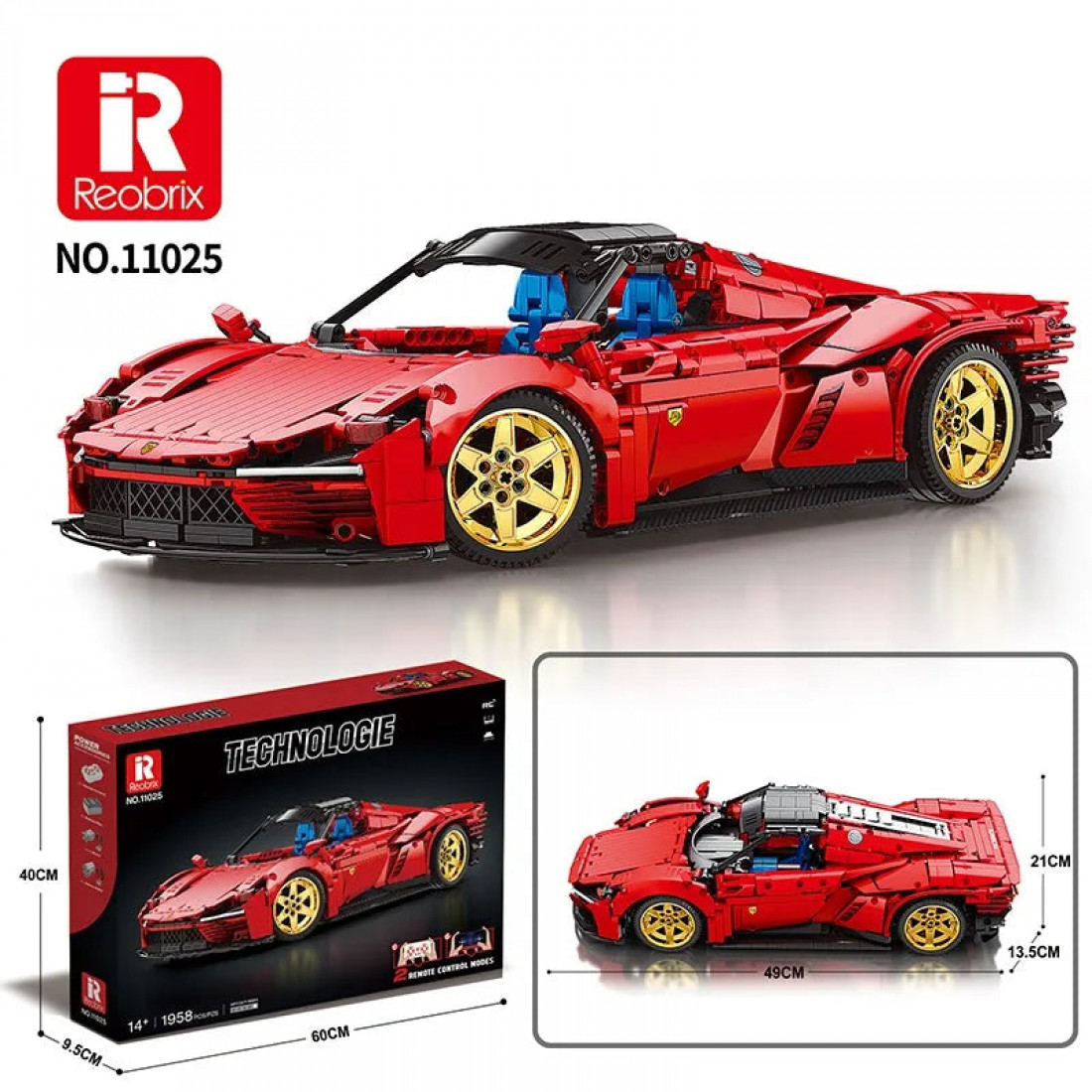 tech moc ferrari daytona sp3 11025 hyper racing car bricks toy - tech ...