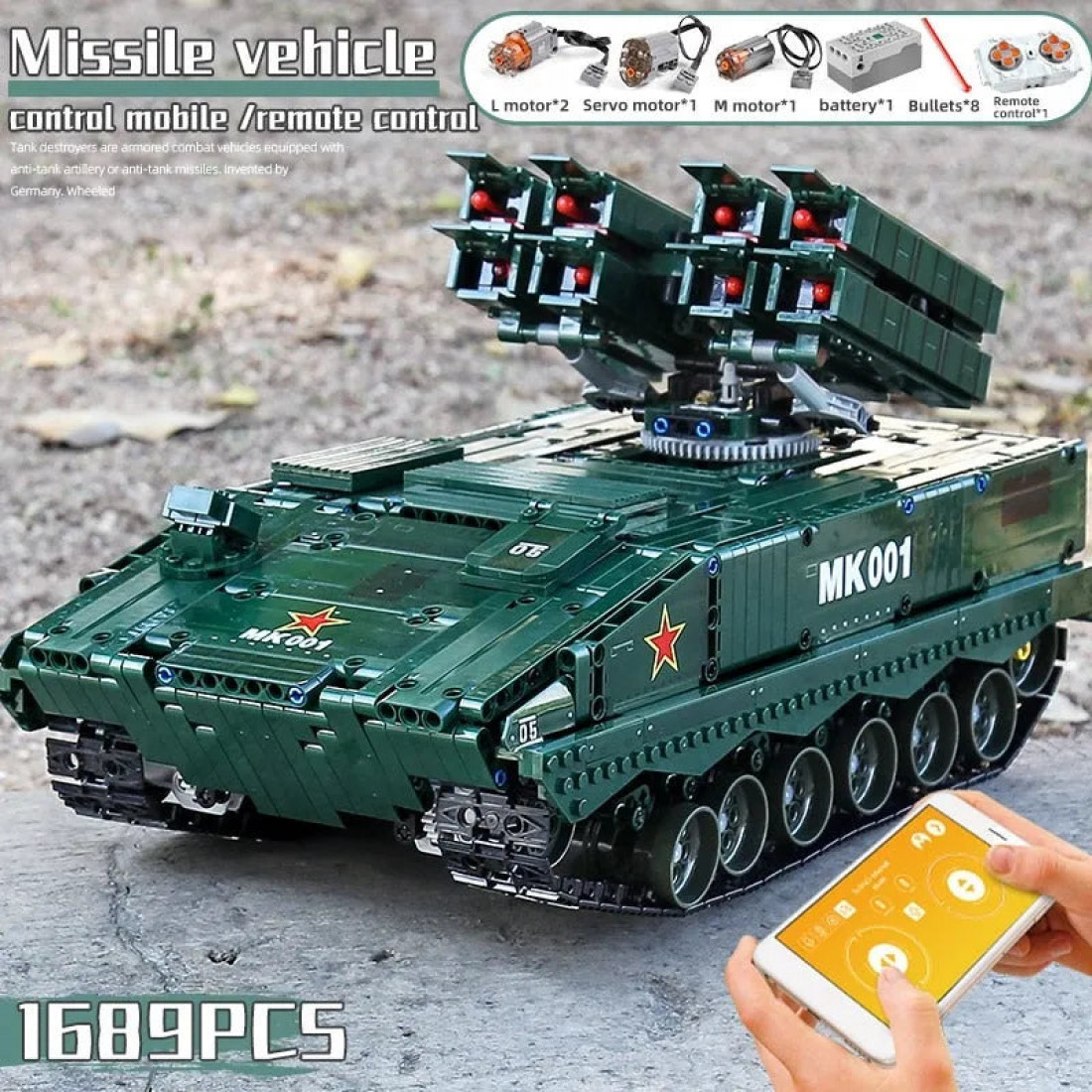 tech moc military rc app hj10 anti tank missile bricks toys - tech-moc ...
