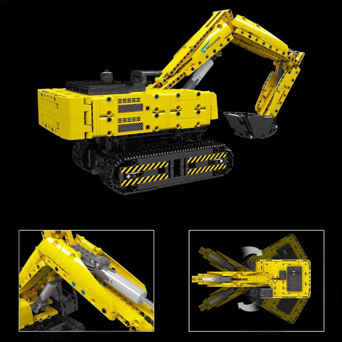 tech moc motorized yellow mechanical digger bricks toy - tech-moc ...