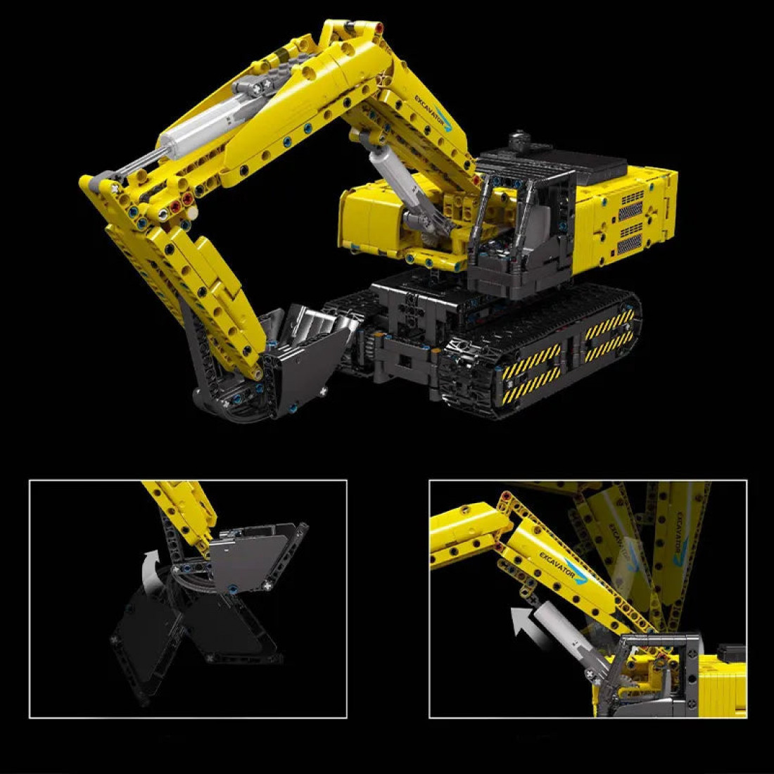 tech moc motorized yellow mechanical digger bricks toy - tech-moc ...