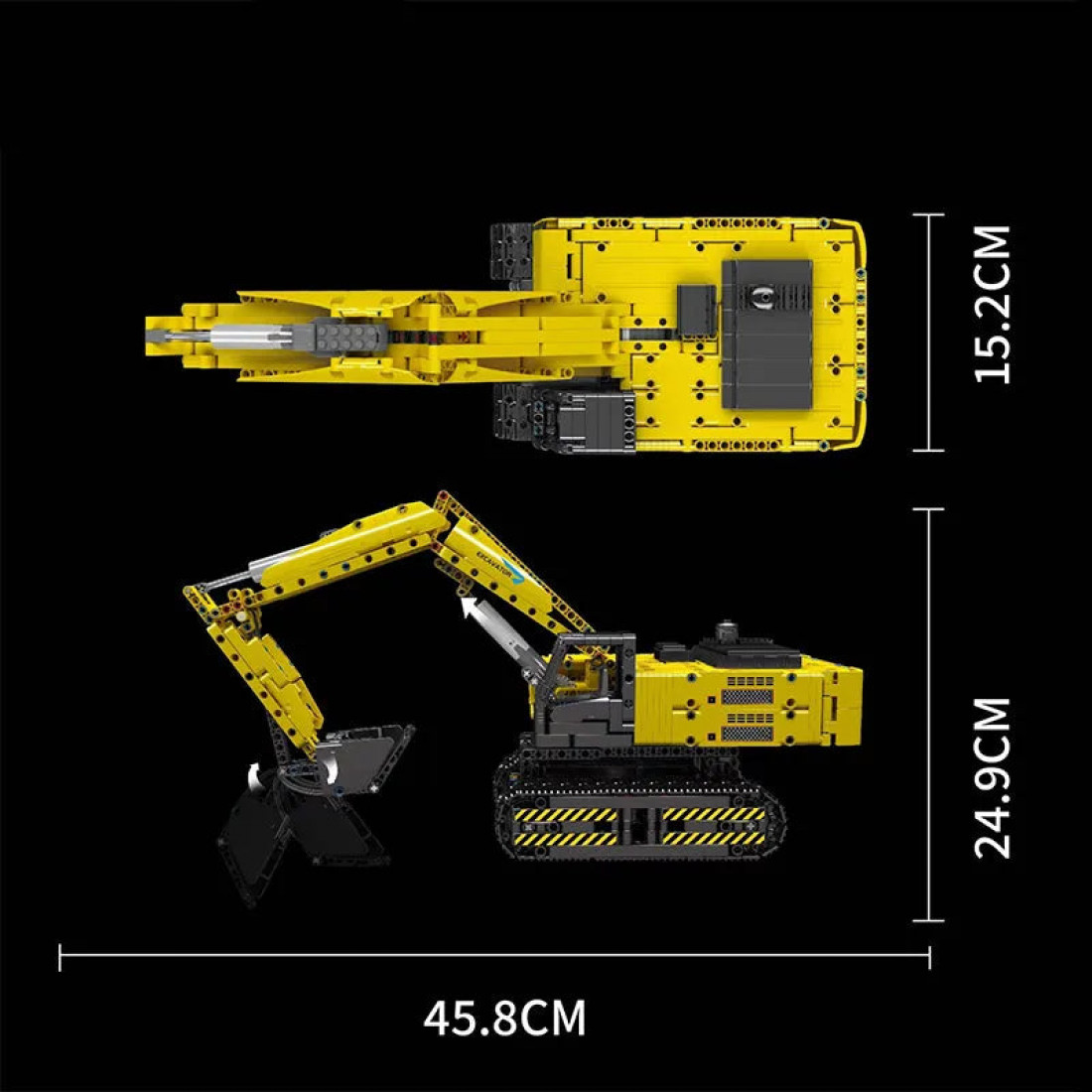 tech moc motorized yellow mechanical digger bricks toy - tech-moc ...