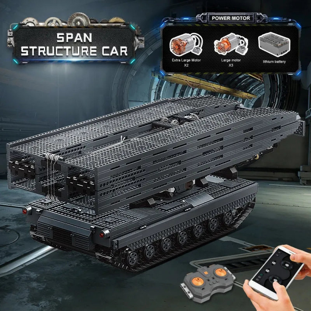 tech rc motorized armored bridge layer structure car bricks toy - tech ...